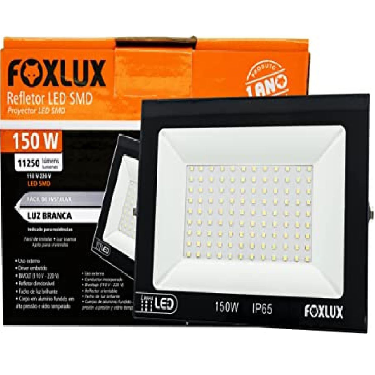 Refletor LED 150W 6500K preto bivolt - FOXLUX - Refletor LED 150W 6500K ...