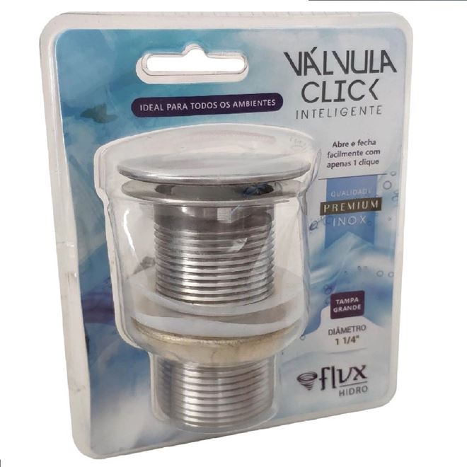 Válvula click 1 1/4 inox ralo pia banheiro lavabo cuba escoamento ...