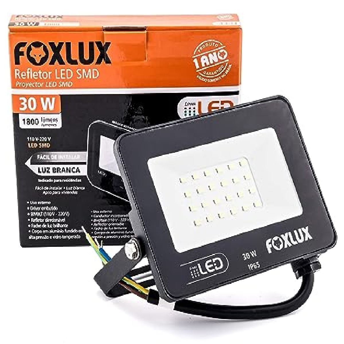 Refletor LED 30W 6500K preto bivolt - FOXLUX - Refletor LED 30W 6500K ...