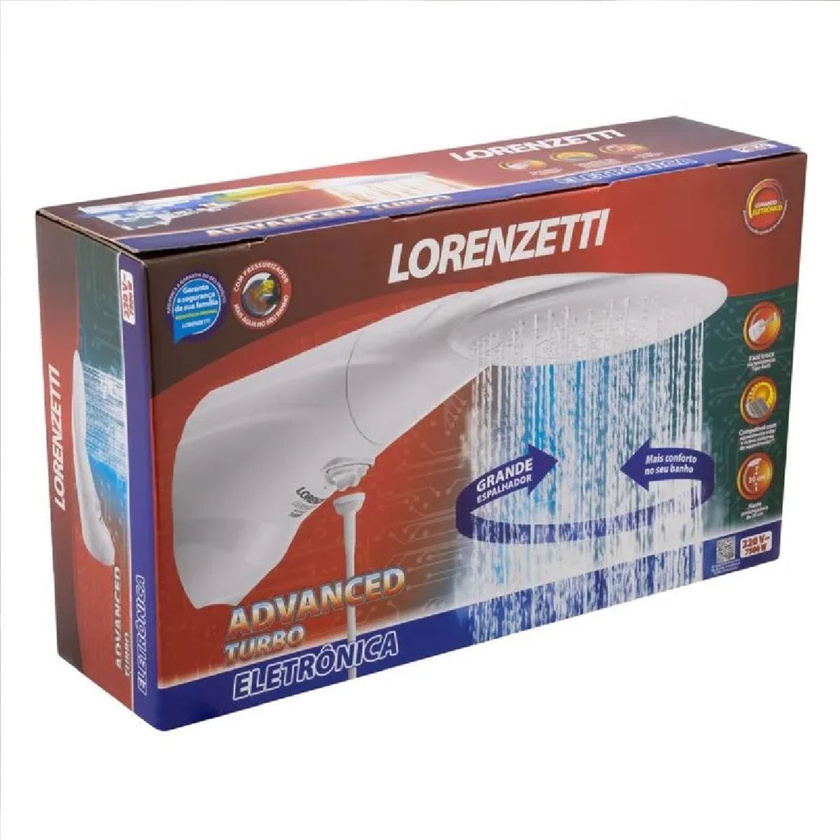 Chuveiro eletrônico Advanced Turbo 7500W 220V branco Lorenzetti ...